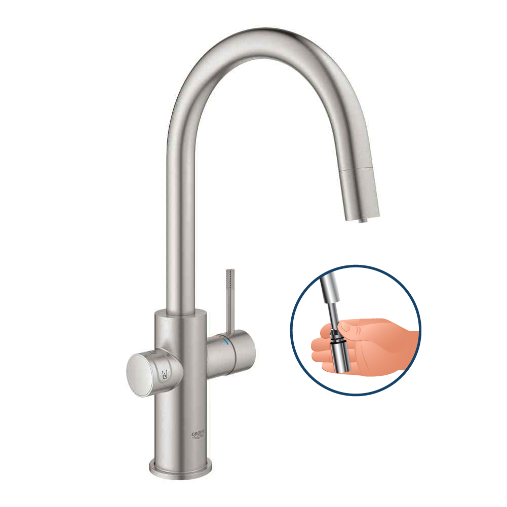GROHE Blue Duo C-tut utdragbar i Super Steel | Watertrade.se